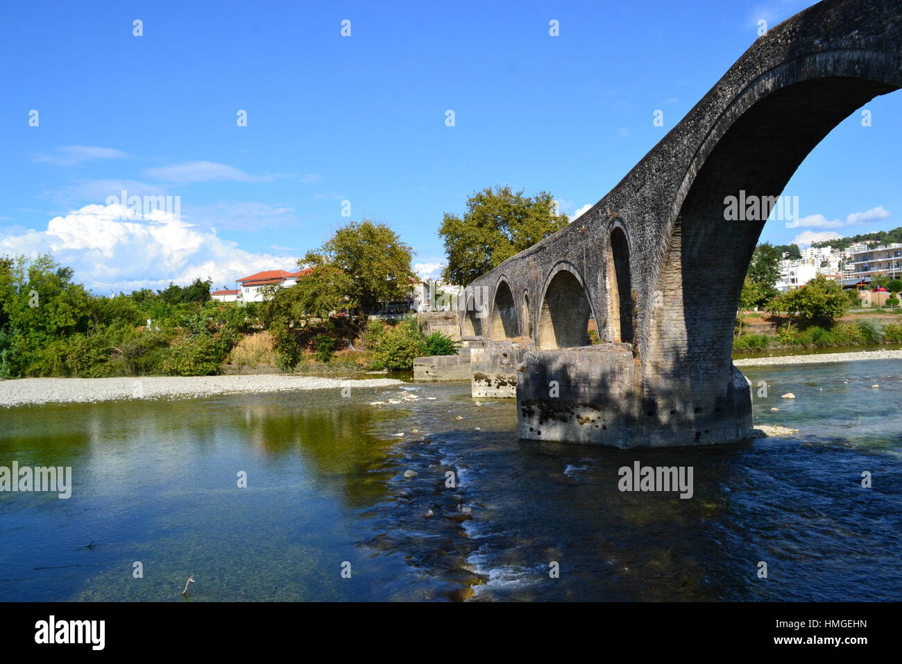 A bridge over Acheron river. River flows into the Ionian Sea in ...