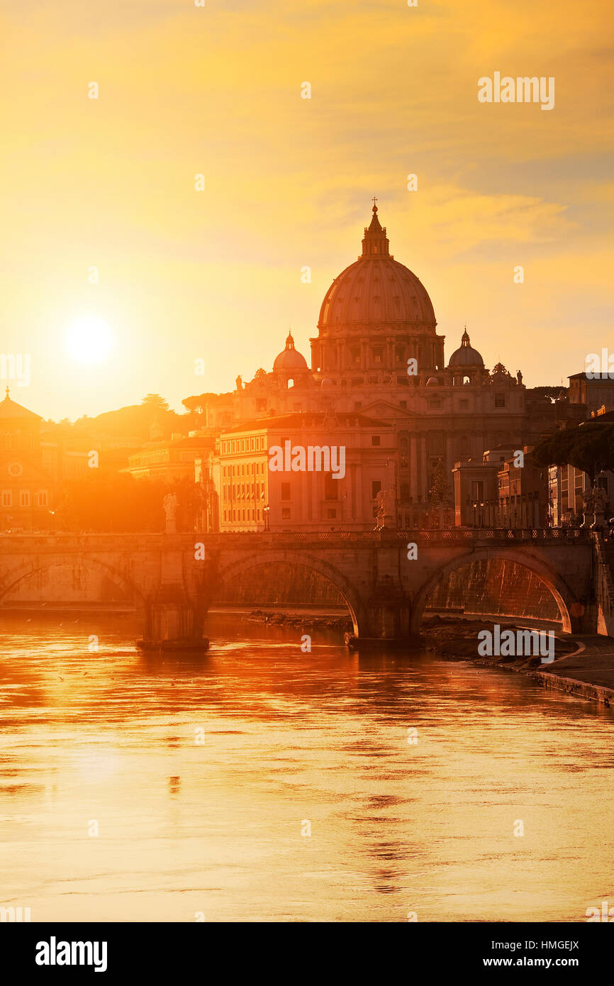 Rome sunset on saint peters basilica hi-res stock photography and ...