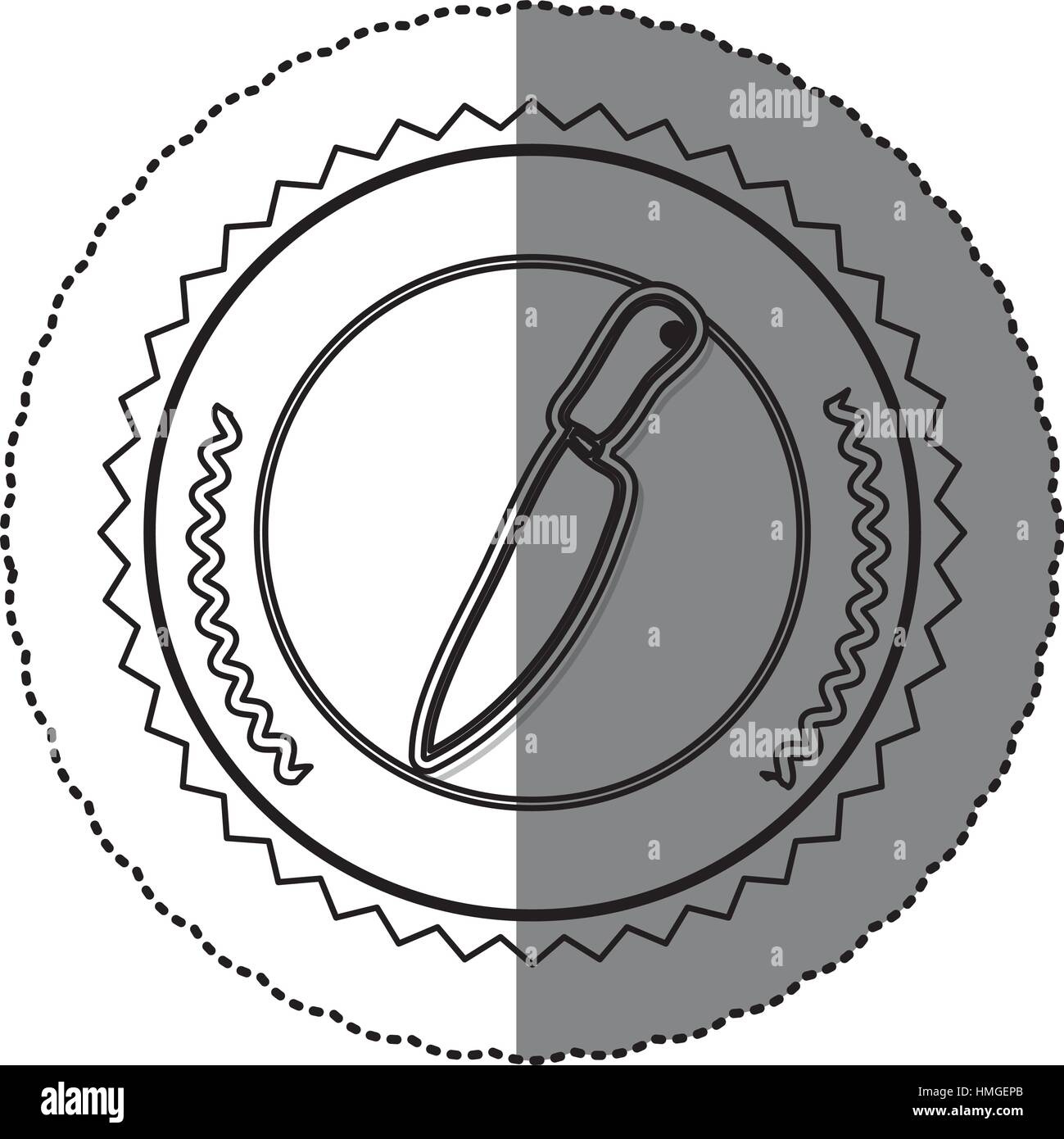 monochrome sticker round frame with knife Stock Vector Image & Art - Alamy