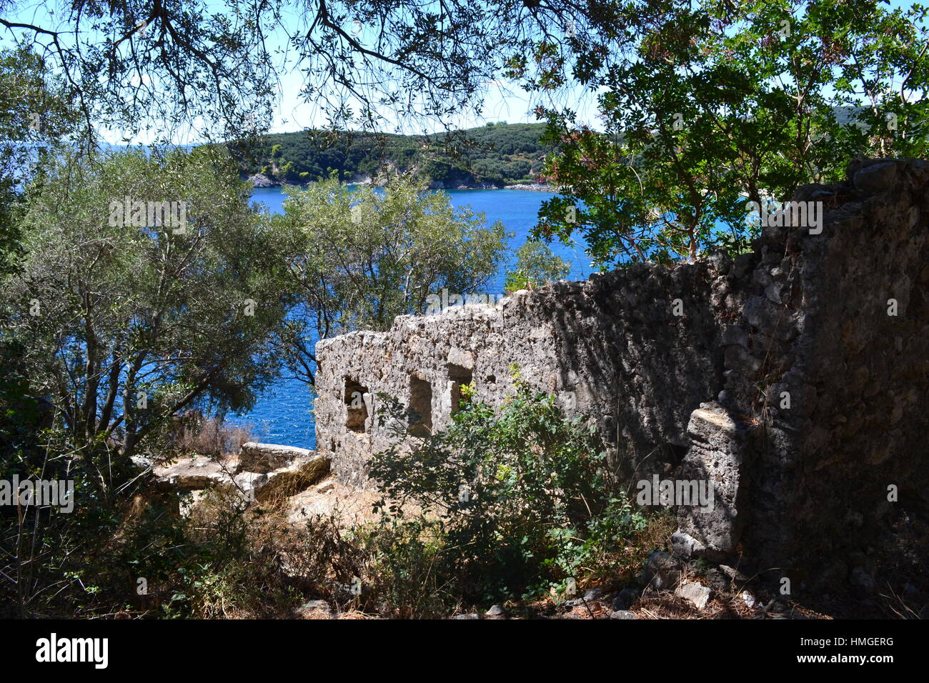 Ruins of Venetian castle in Parga city,Greece Stock Photo - Alamy