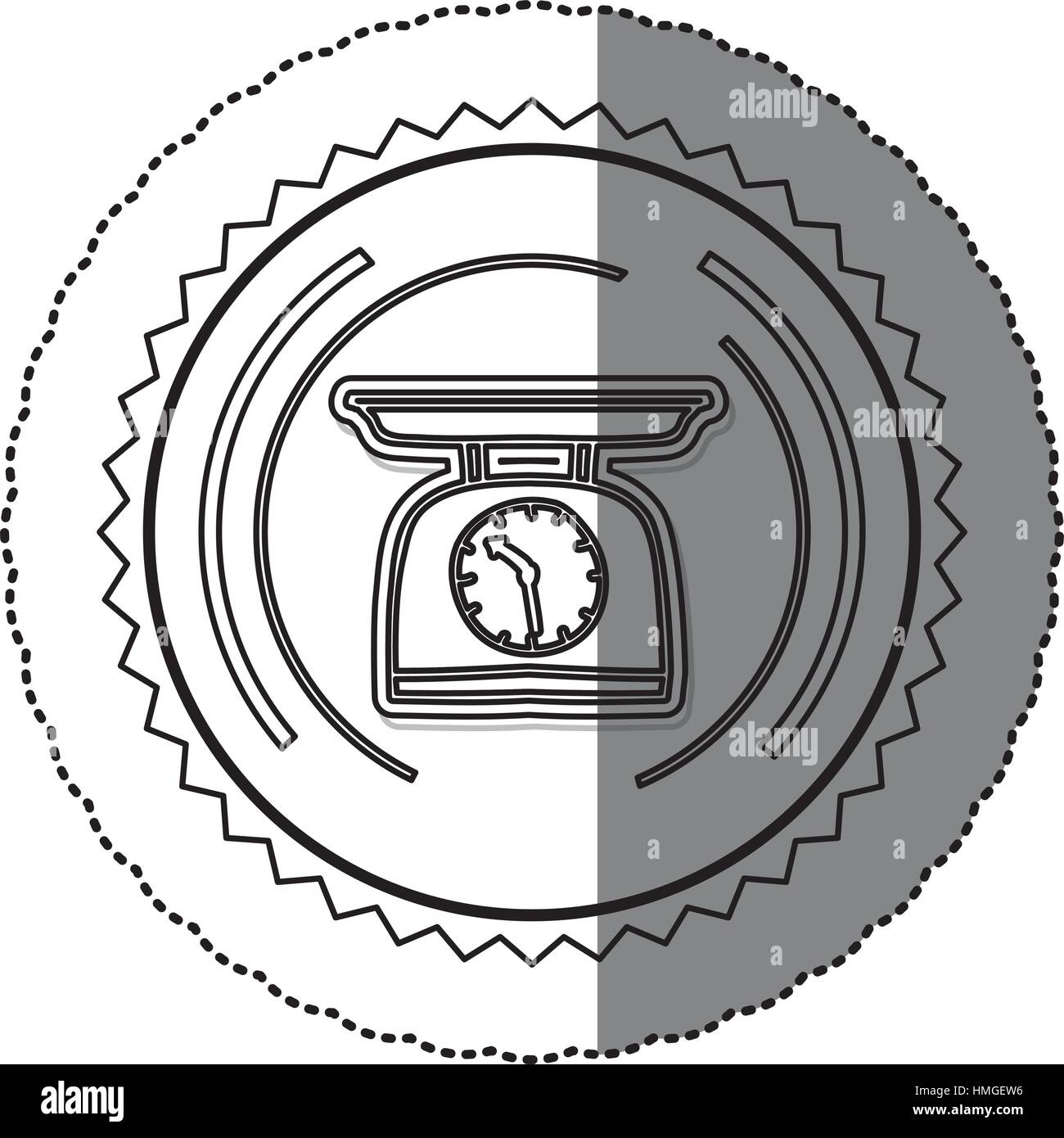 monochrome sticker round frame with kitchen weight scale Stock Vector ...