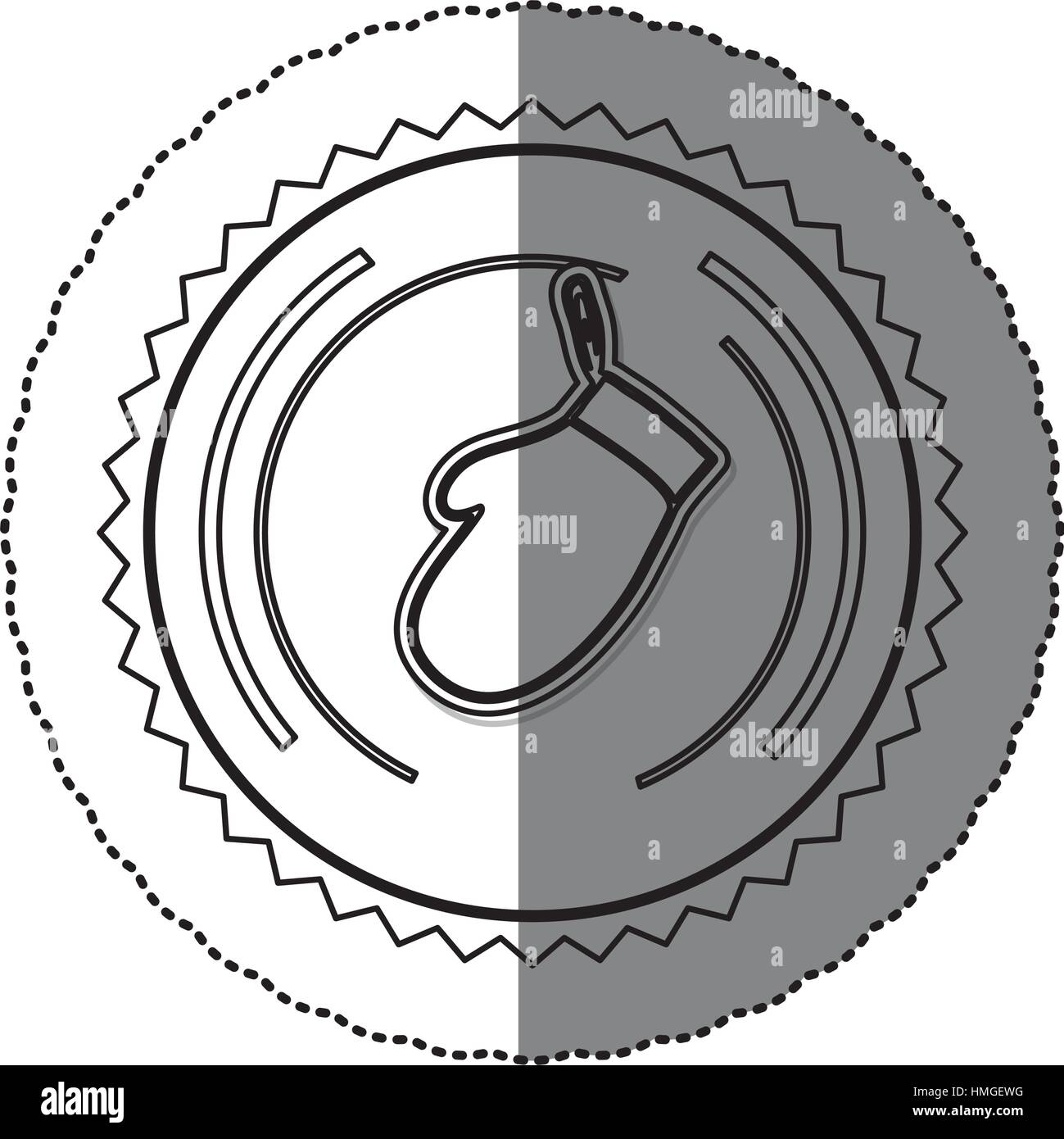 monochrome sticker round frame with oven mitts Stock Vector Image & Art ...