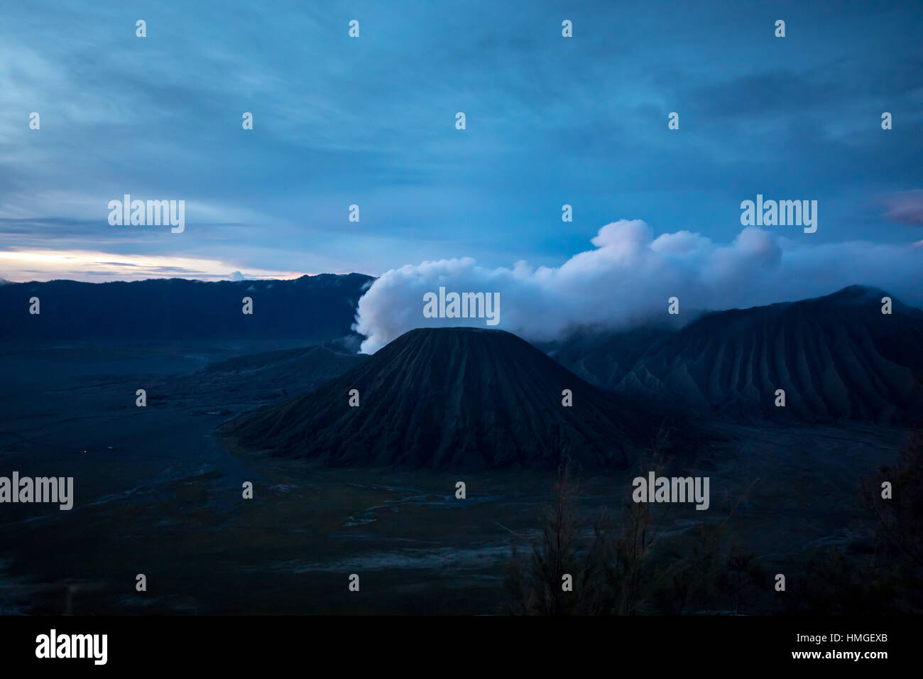 Mount Bromo volcano during sunrise in East Java, Indonesia Stock Photo ...