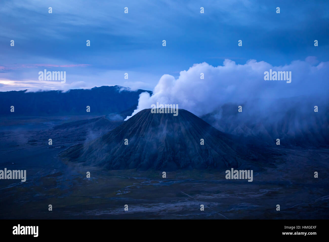 Mount Bromo volcano during sunrise in East Java, Indonesia Stock Photo ...