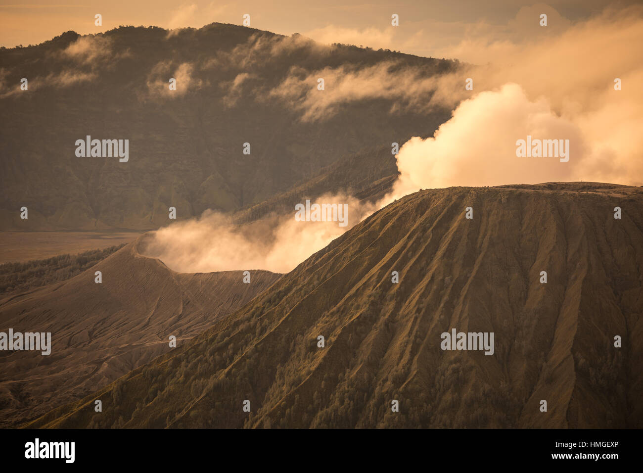 Mount Bromo volcano during sunrise in East Java, Indonesia Stock Photo ...