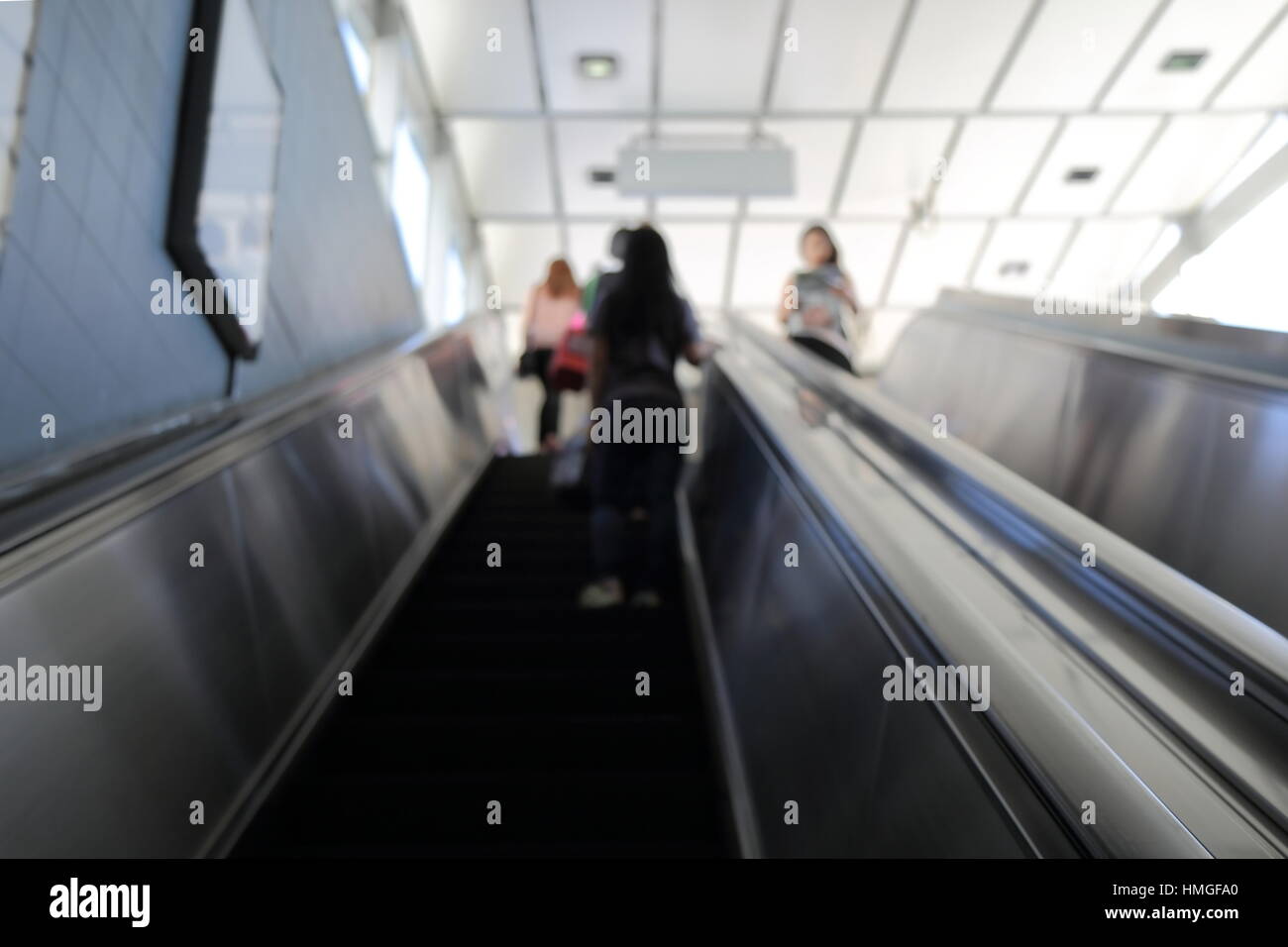 blurred photo escalator and people in working day for background Stock ...