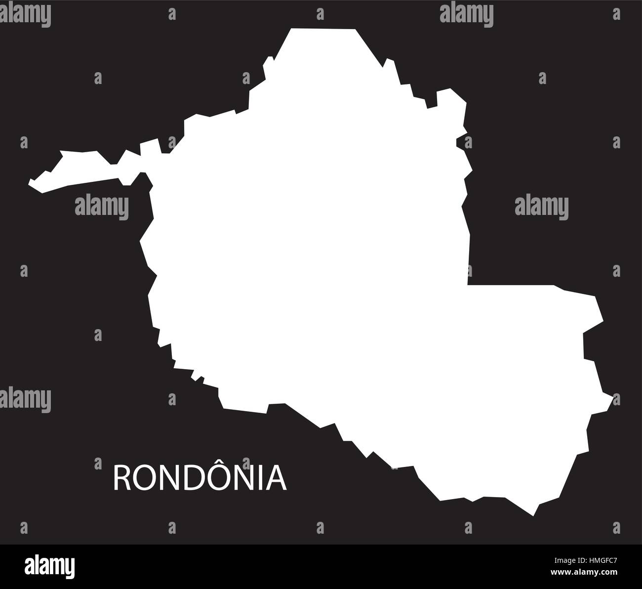 Rondonia Brazil Map black inverted silhouette Stock Vector Image & Art - Alamy