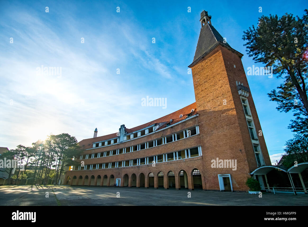 Arched architectural beauty, rustic buildings Pedagogical University in ...
