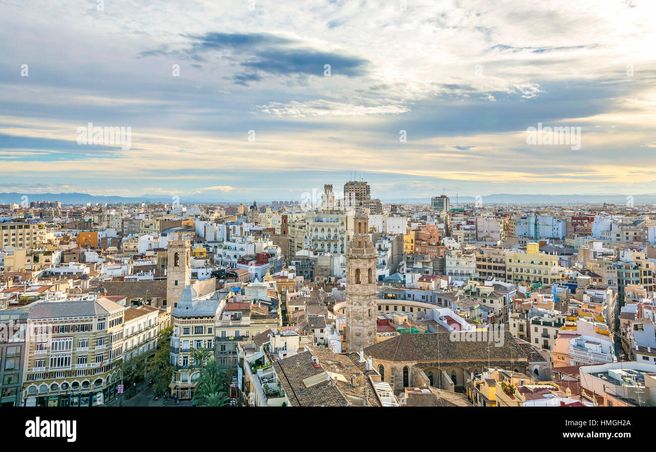 Valencia city aerial view from Metropolitan cathedral Stock Photo - Alamy