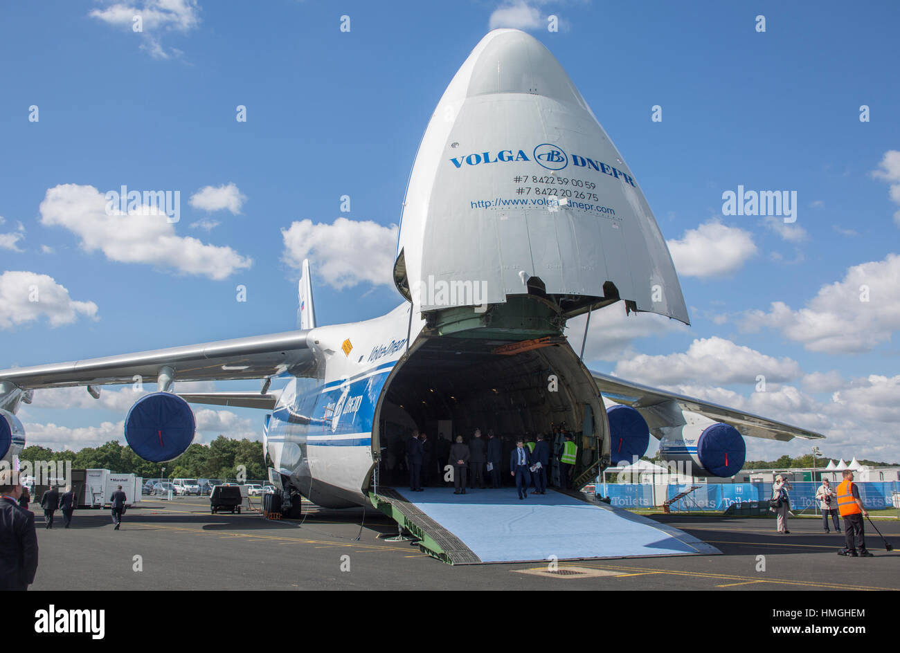 Antonov AN124 Giant cargo aircraft on display at the 2016 Farnborough ...