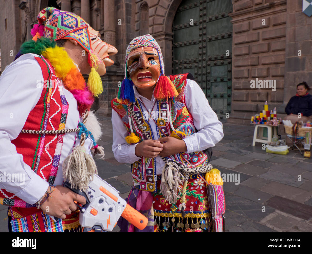 Native Quechua people celebrate the day of San Jeronimo, the patron ...