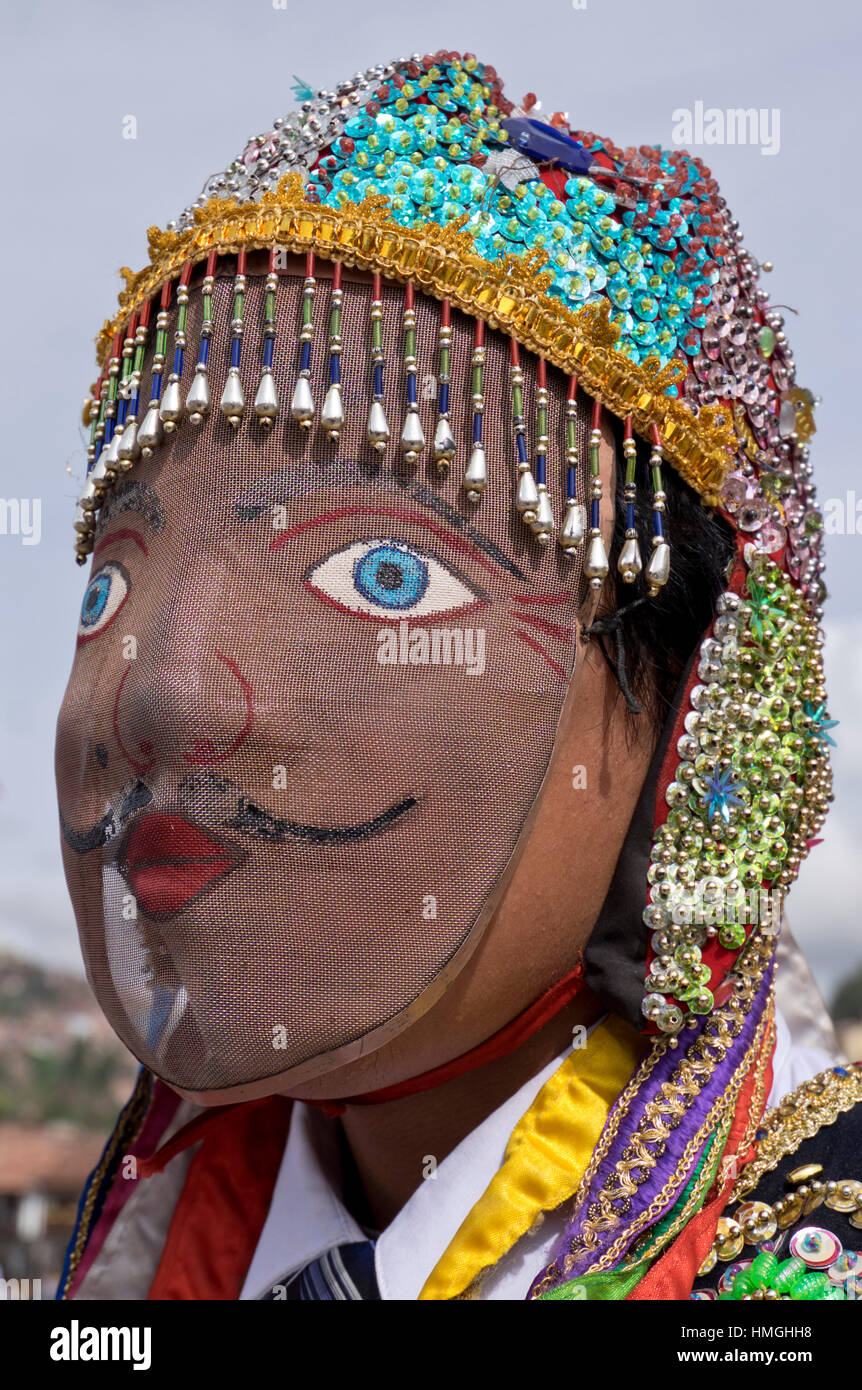 Native Quechua people celebrate the day of San Jeronimo, the patron ...