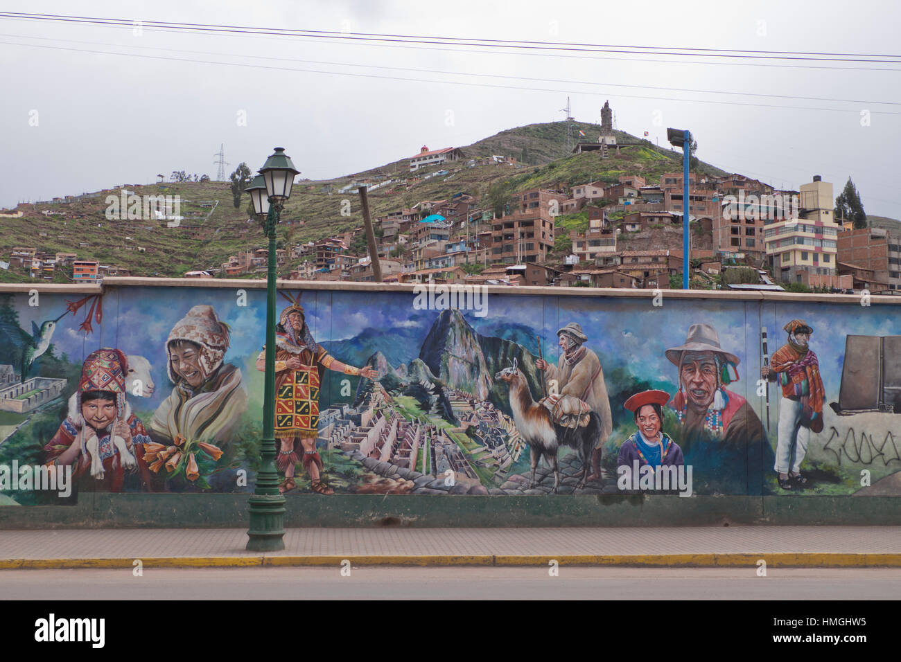 Murals with native Inca motives in Cusco.Peru Stock Photo - Alamy