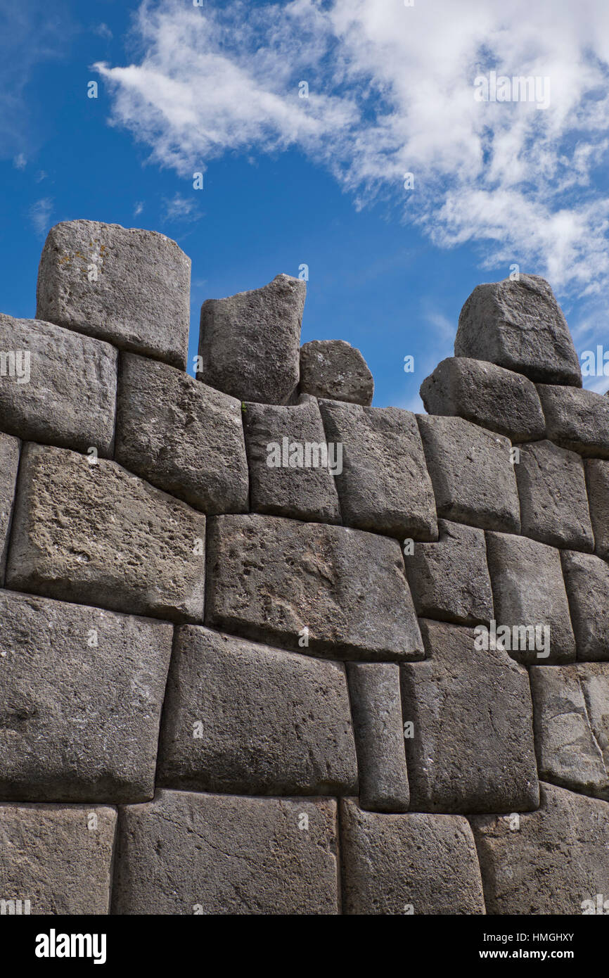 Citadel of Sacsahuayman, a native Inca complex surrounded by walls that ...