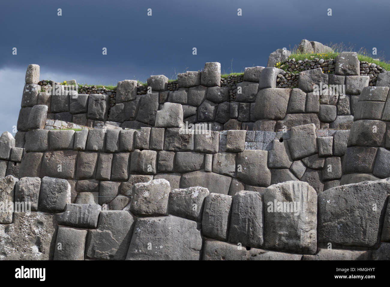 Citadel of Sacsahuayman, a native Inca complex surrounded by walls that ...