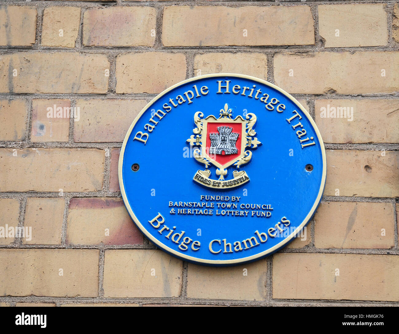 Blue badge for Bridge chambers, Barnstaple Stock Photo - Alamy