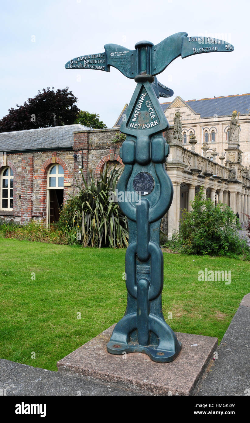 Direction sign for the National cycle Trail, Barnstaple Stock Photo - Alamy