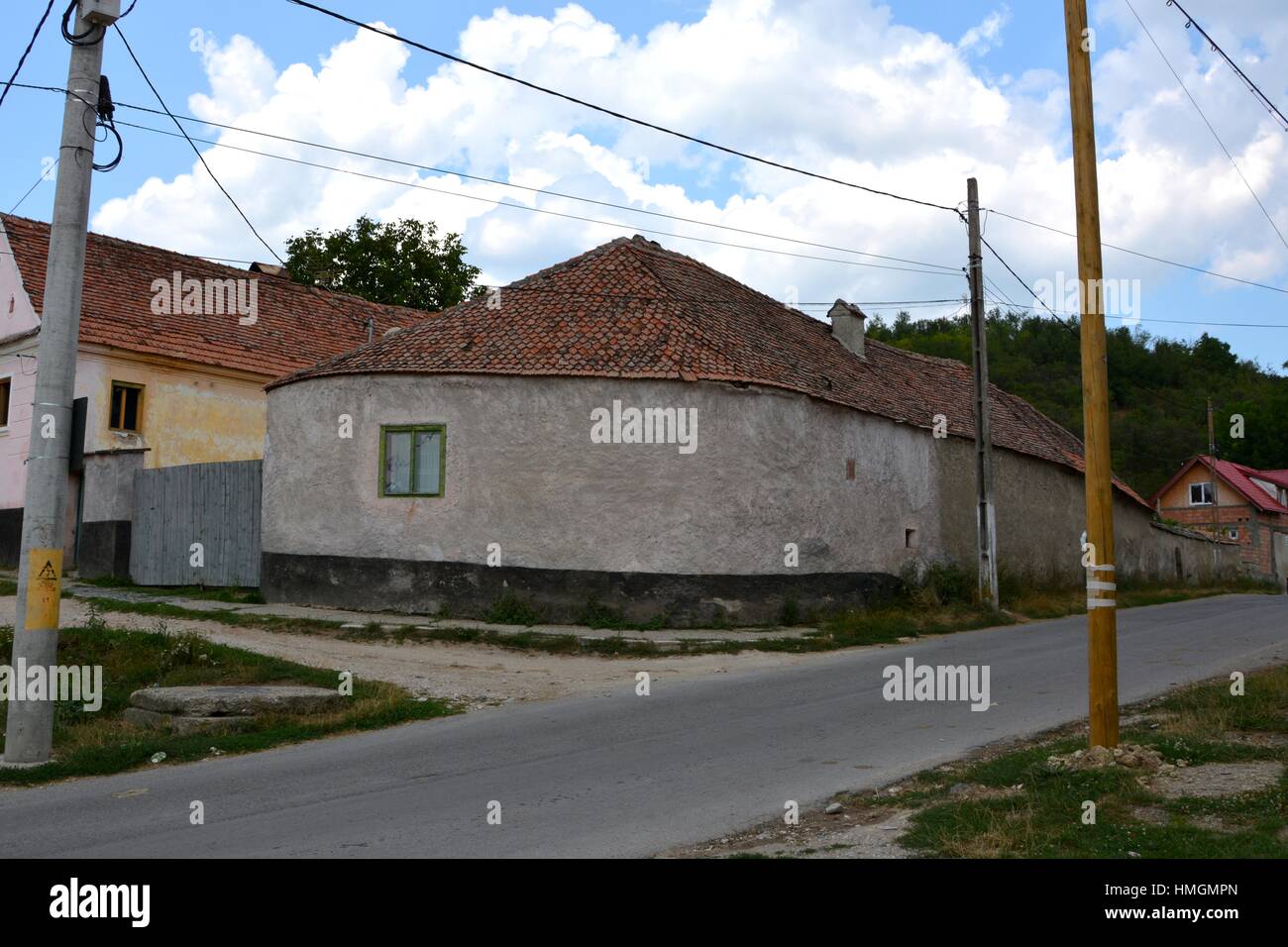 Fortified medieval saxon 13th century church in the village Ungra ...