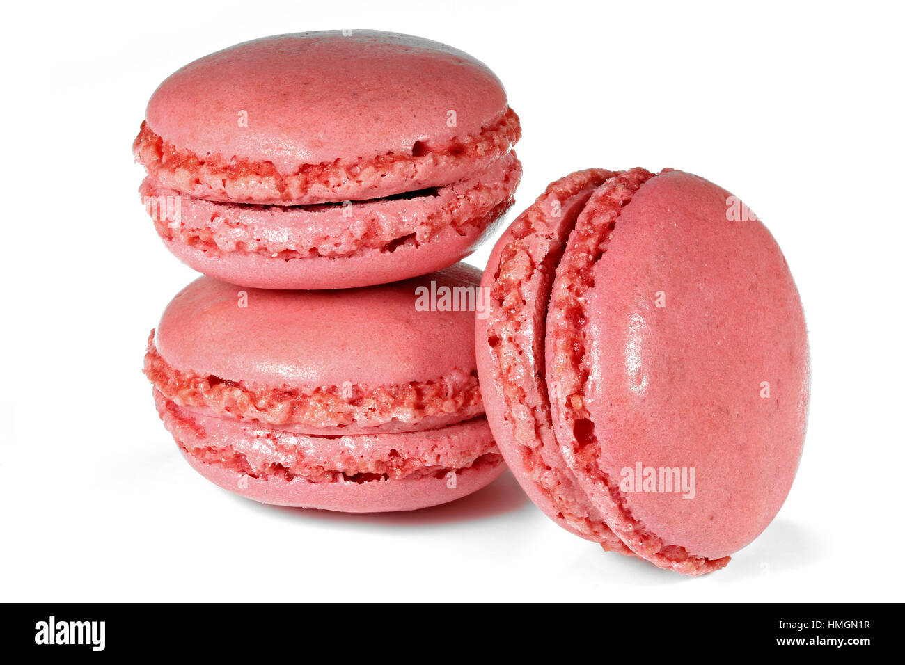 macarons with raspberry flavor isolated on white background Stock Photo ...