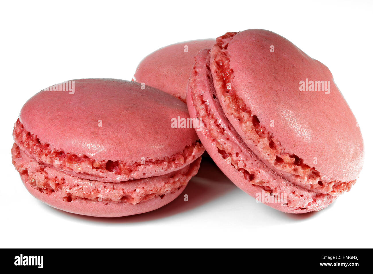 macarons with raspberry flavor isolated on white background Stock Photo ...