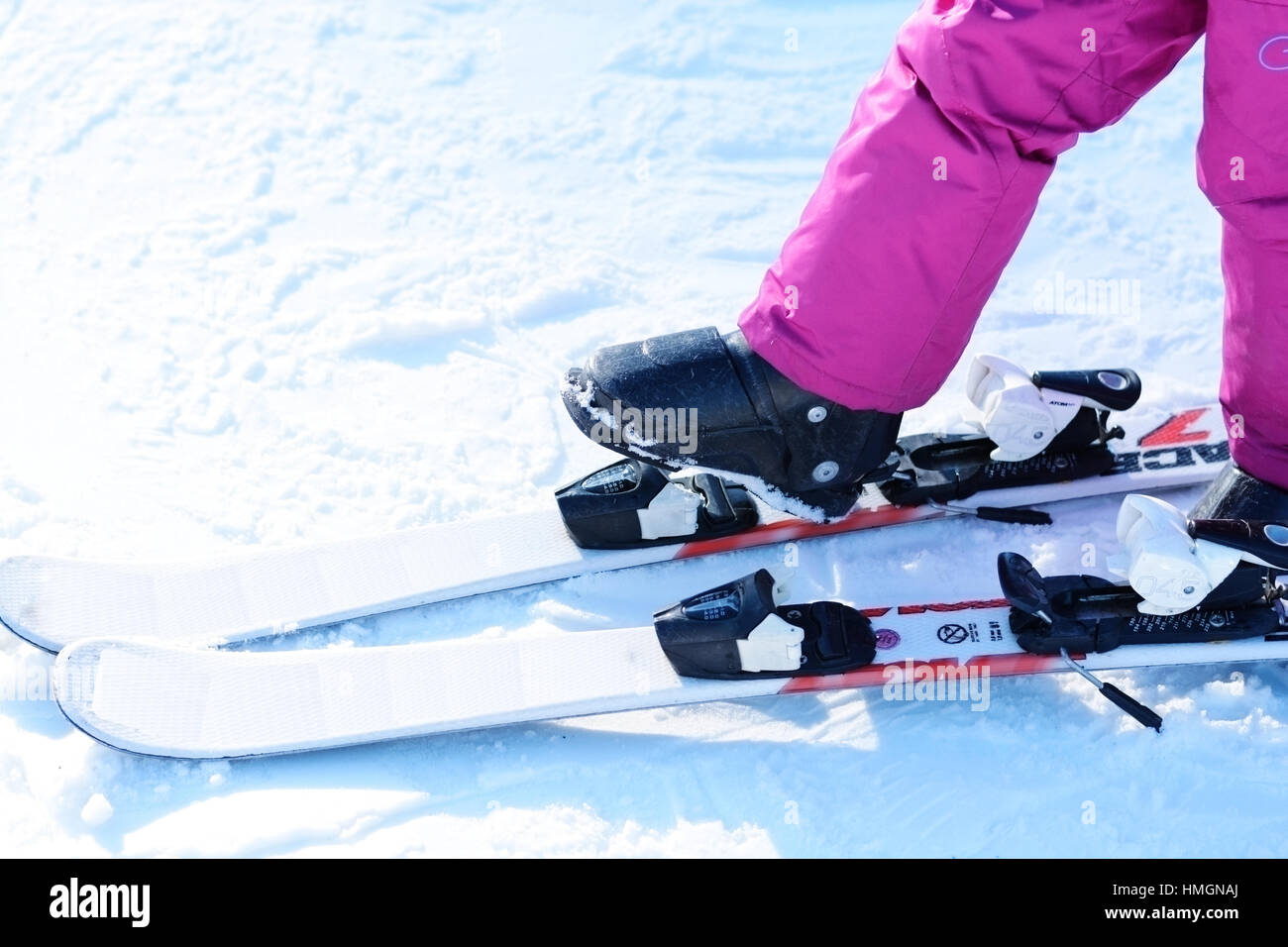 Ready to sky – girl getting ready for skiing practice Stock Photo - Alamy