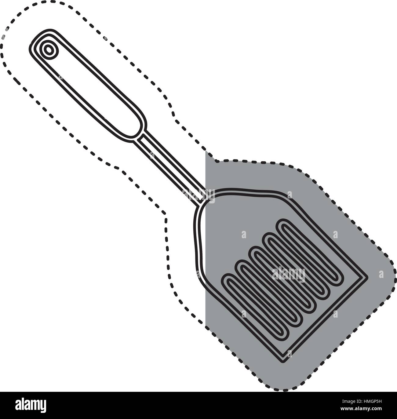 sticker silhouette frying spatula utensil kitchen vector illustration ...