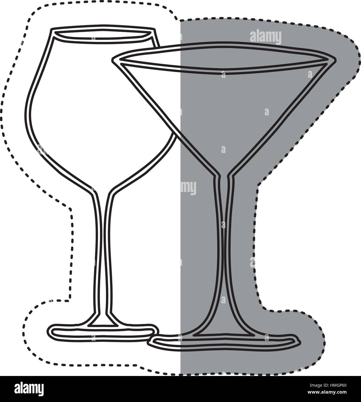 sticker silhouette set collection glass cups vector illustration Stock ...