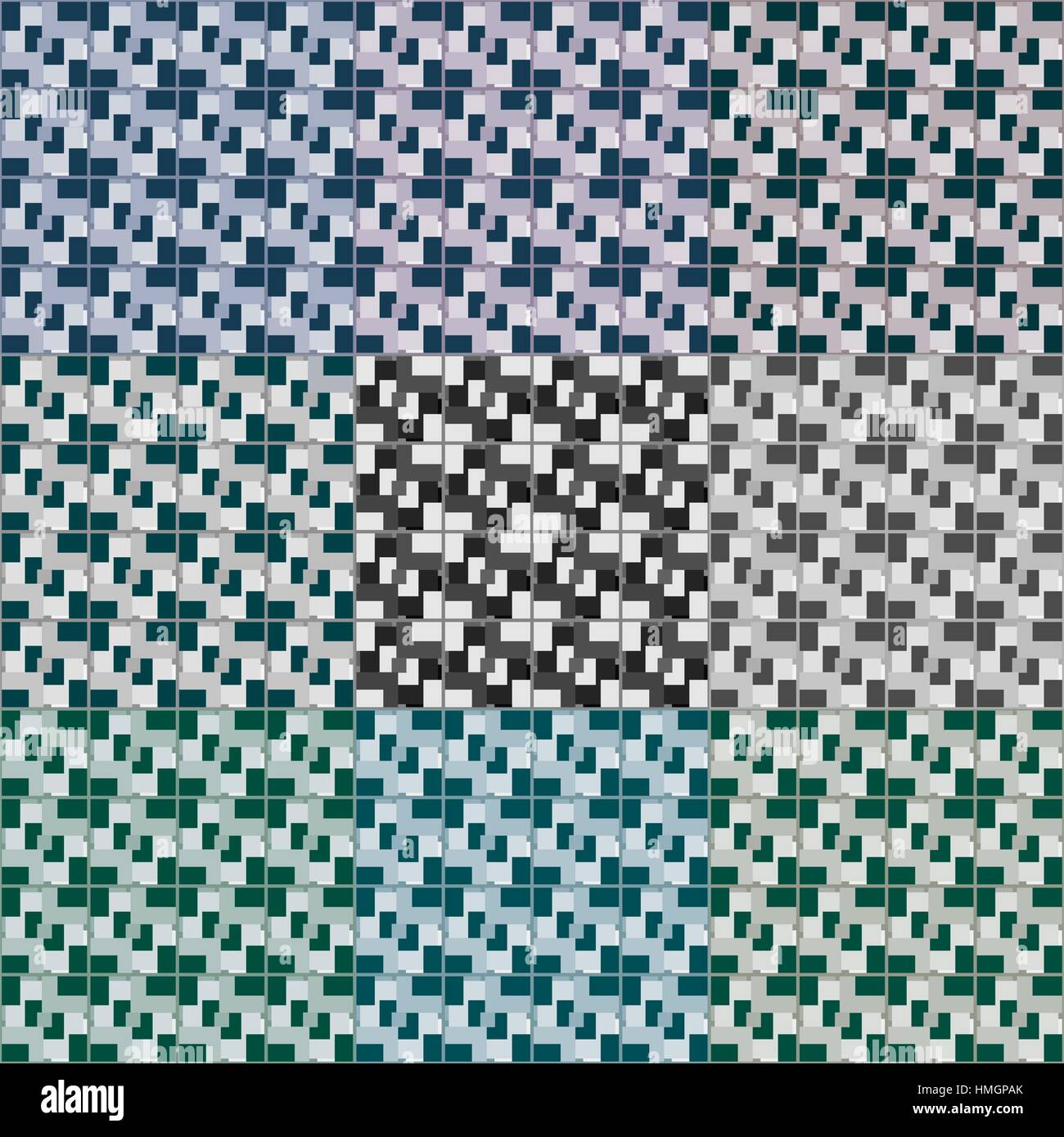 Seamless 3d squares vector patterns. Nine color variations Stock Vector ...