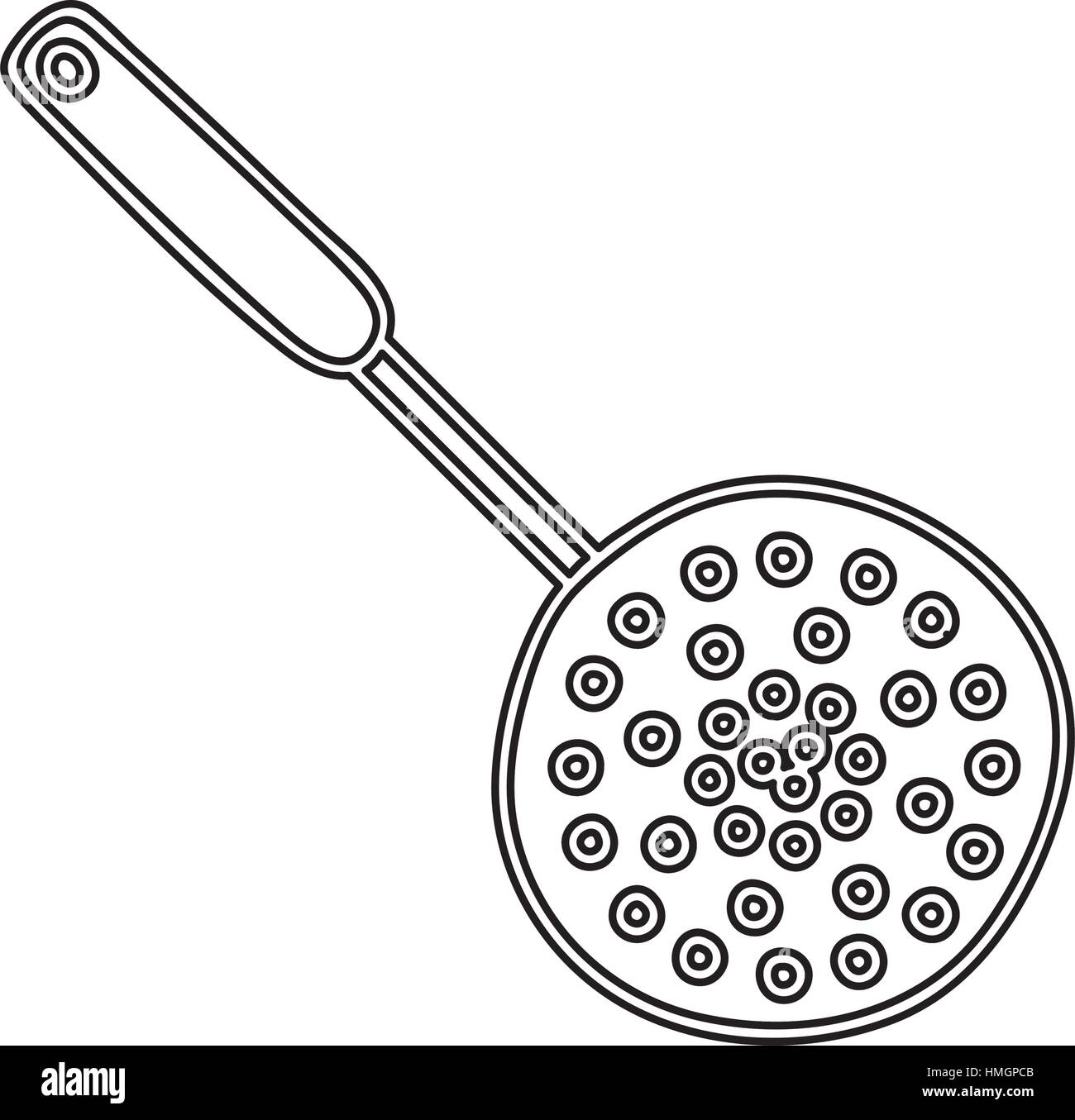 silhouette frying spoon kitchen icon vector illustration Stock Vector ...