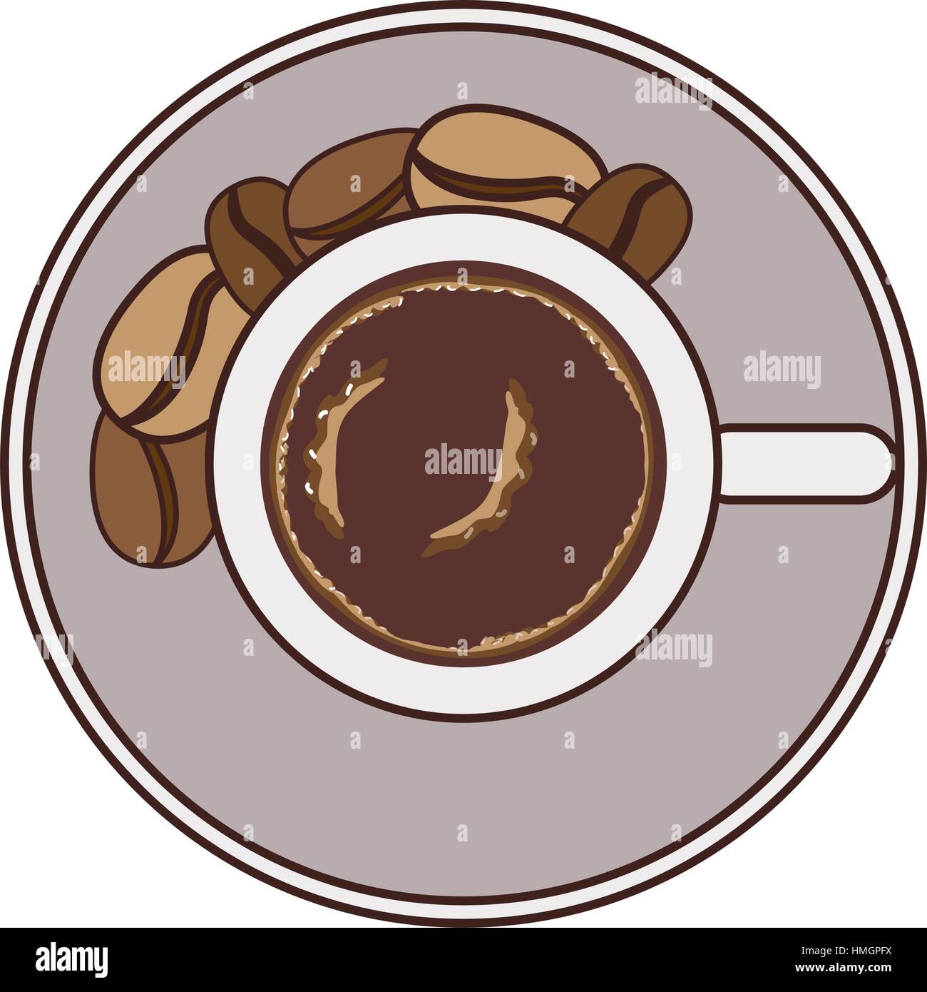 coffee cup top view drink icon with beans vector illustration Stock ...