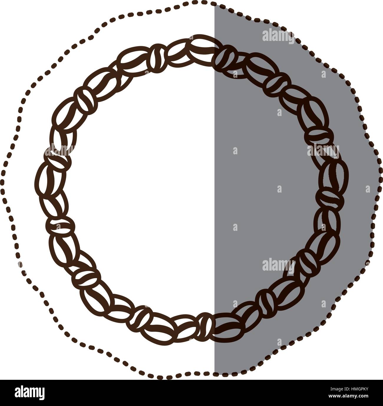 silhouette monochrome sticker with round chain of coffee beans vector ...