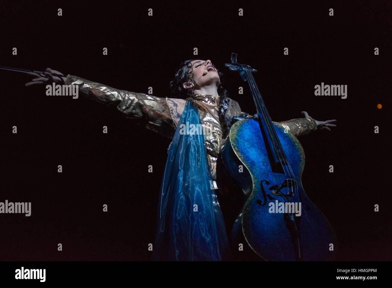 London, UK. 11 January 2016. Amanda Zidow, Prospera and cellist. Dress ...