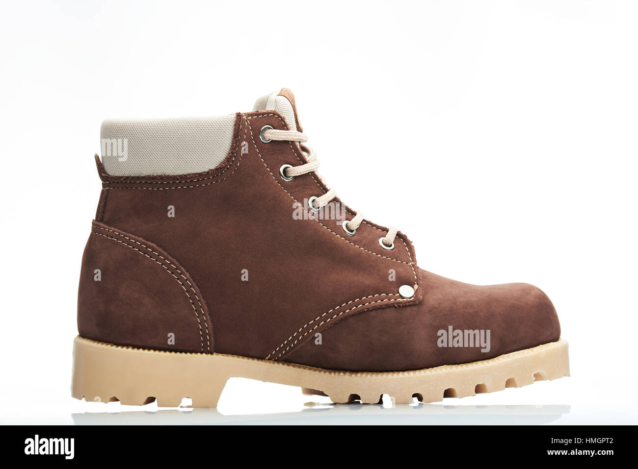 fashion ankle men leather brown boot side view Stock Photo - Alamy