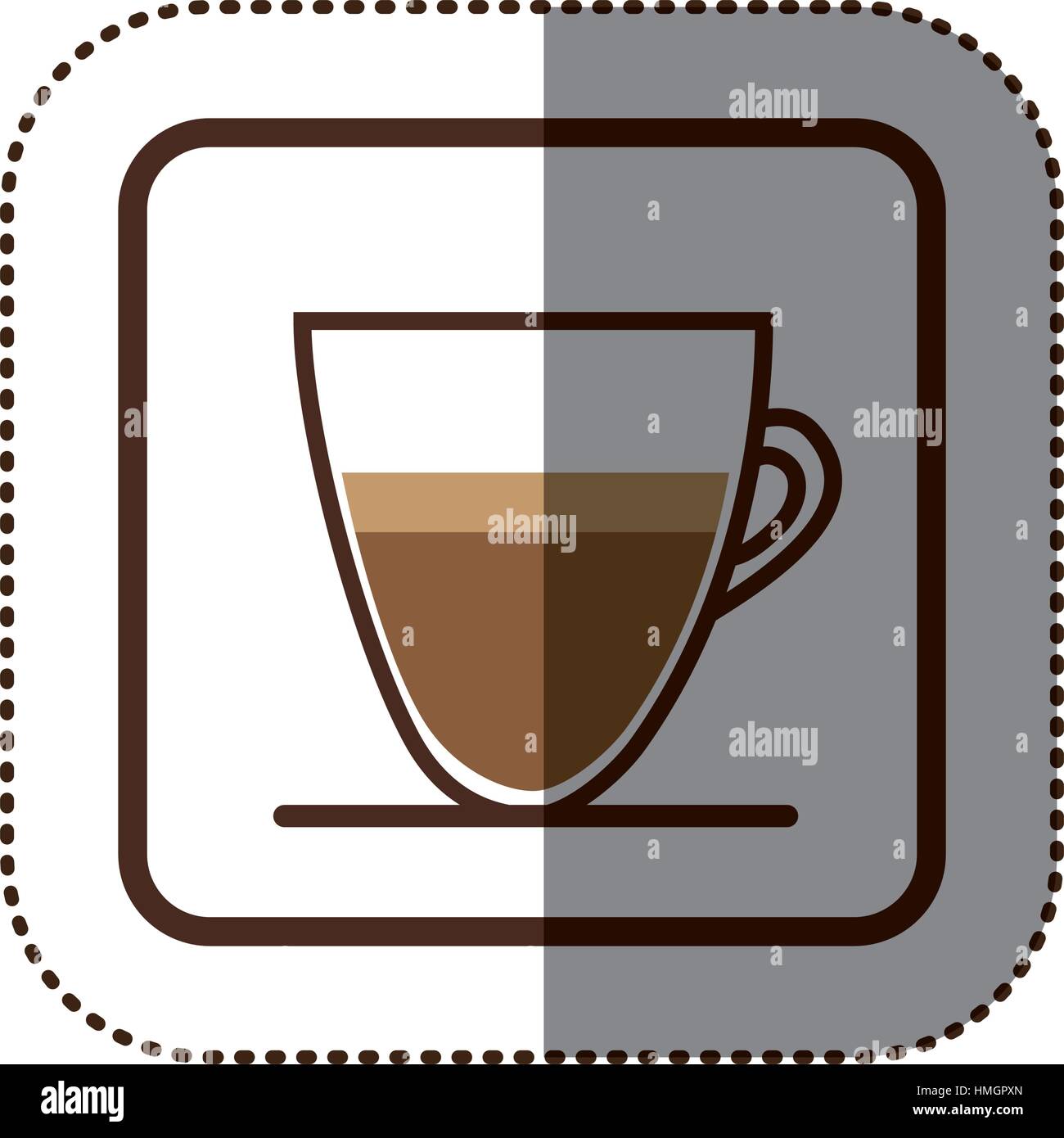 color sticker silhouette in square frame with coffee cup vector ...
