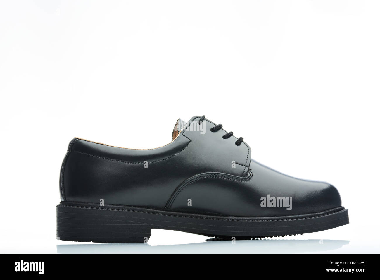 side view classic boy leather black shoe Stock Photo - Alamy