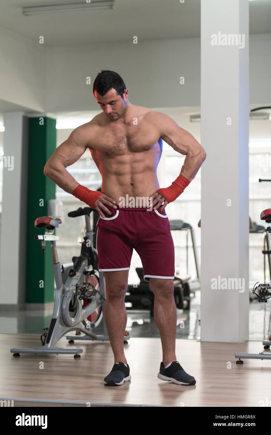 Handsome Man In Red Boxing Gloves - Boxing In Gym - The Concept Of A ...