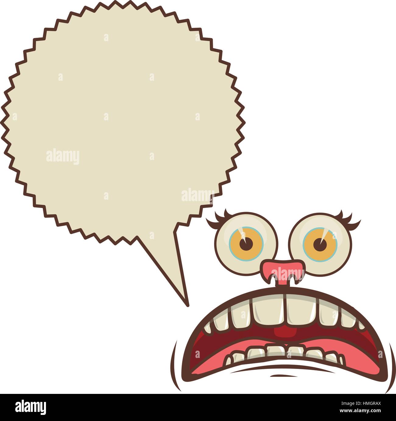 face cartoon gesture with dialogue scream callout vector illustration ...