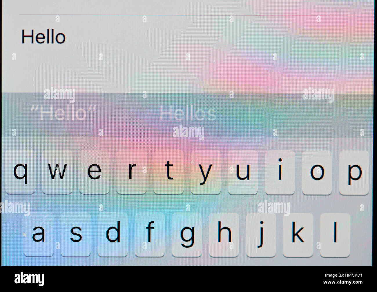 close up of pixel hello message on screen of smartphone Stock Photo - Alamy