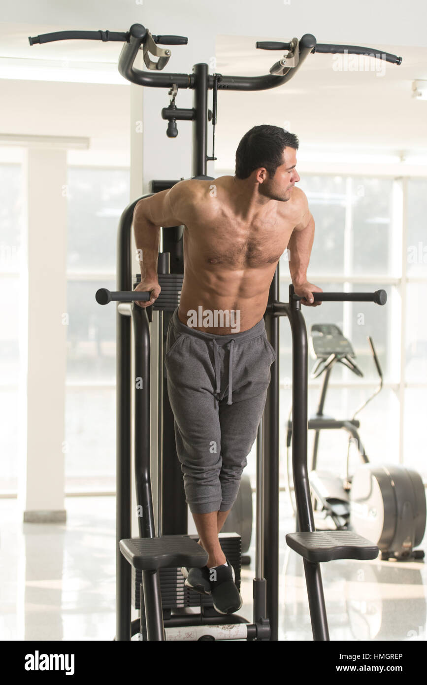 Hairy Muscular Fitness Bodybuilder Doing Heavy Weight Exercise For ...