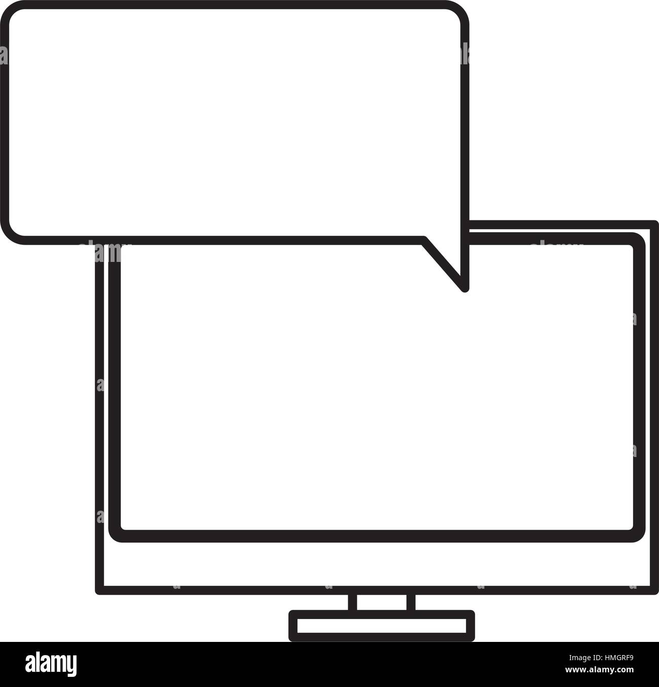 silhouette tech screen computer in wide flat dialogue callout box ...