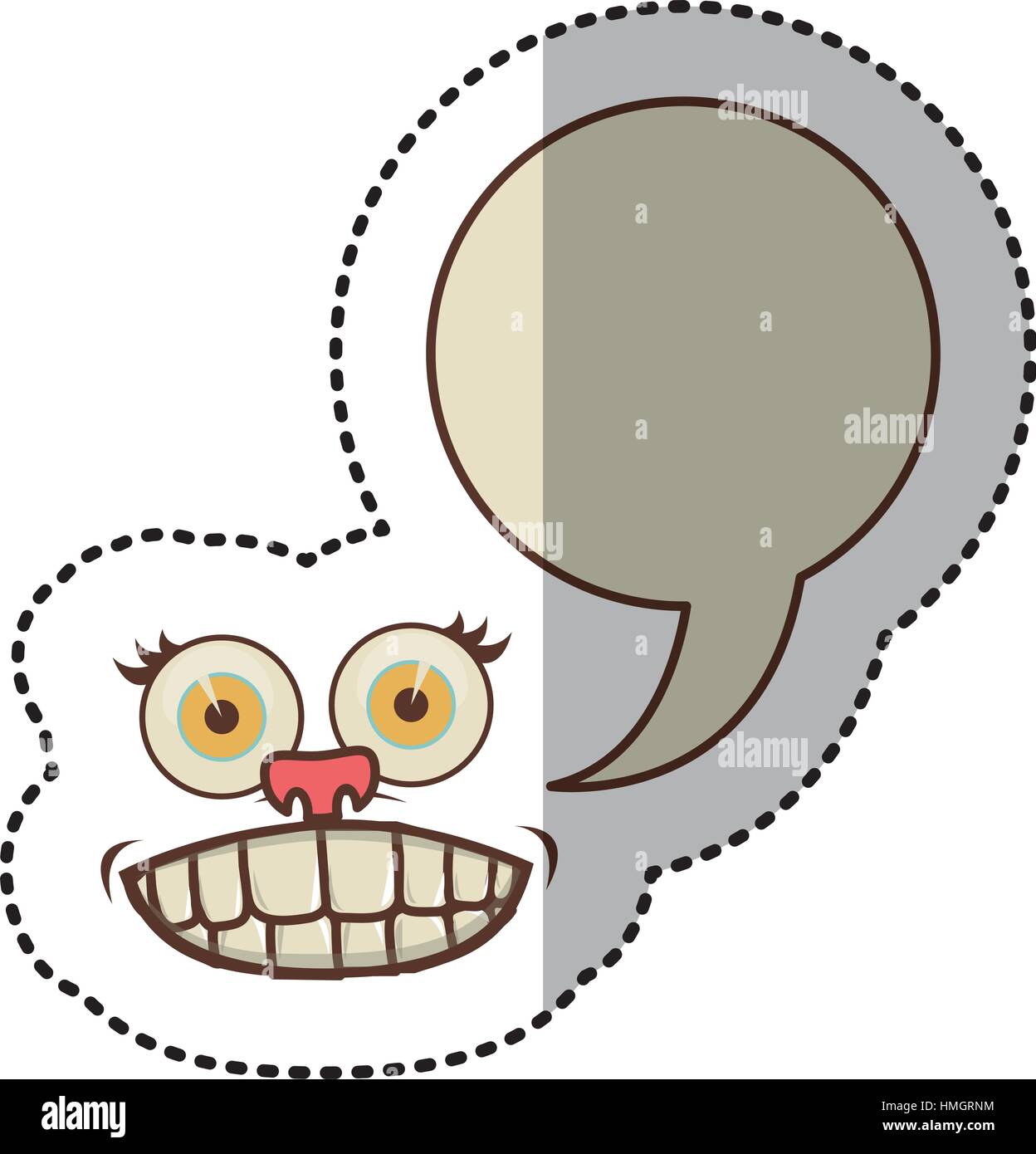 sticker colorful face cartoon gesture with dialogue circular box vector ...