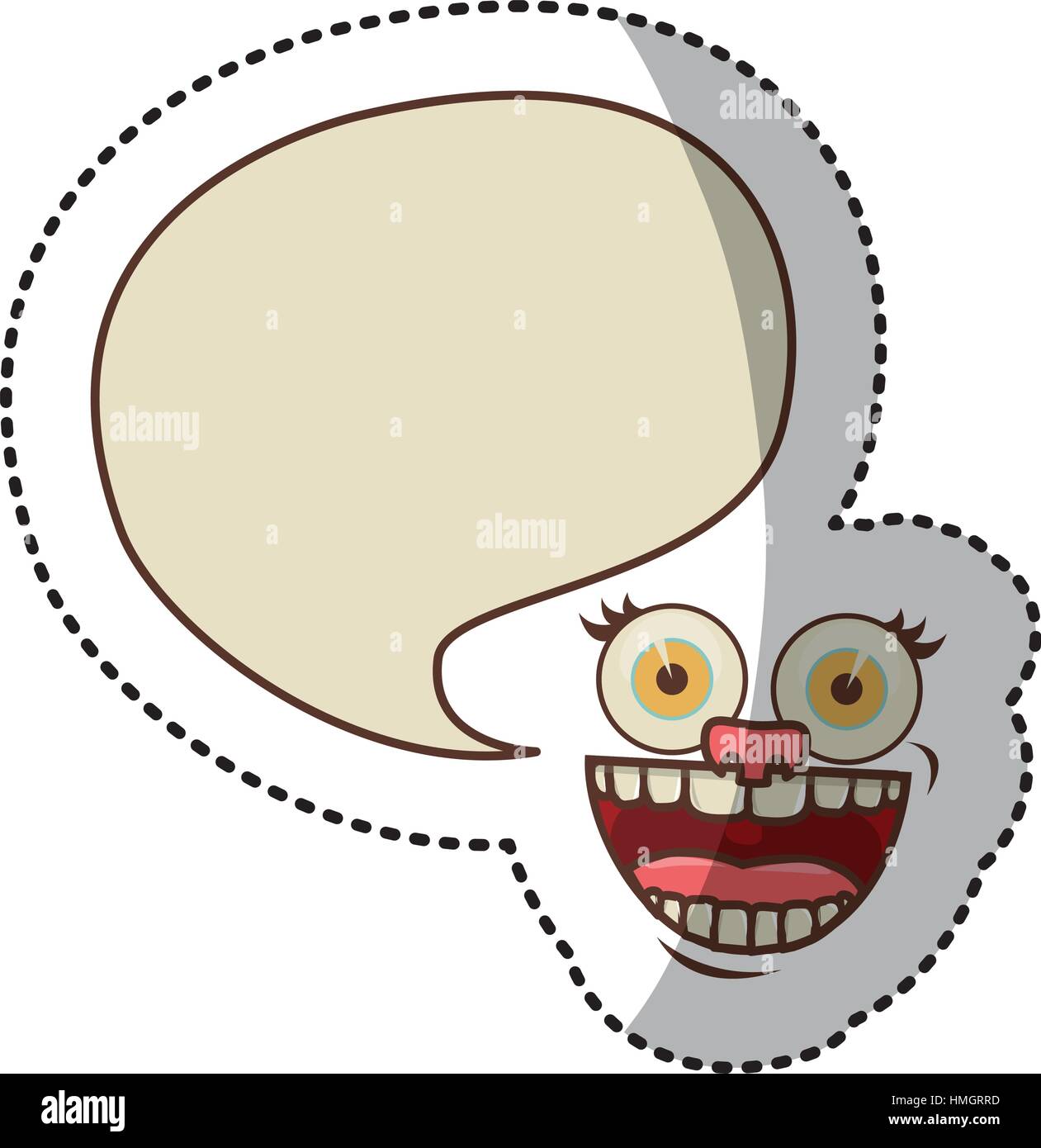 sticker colorful face cartoon gesture with dialog big callout box ...