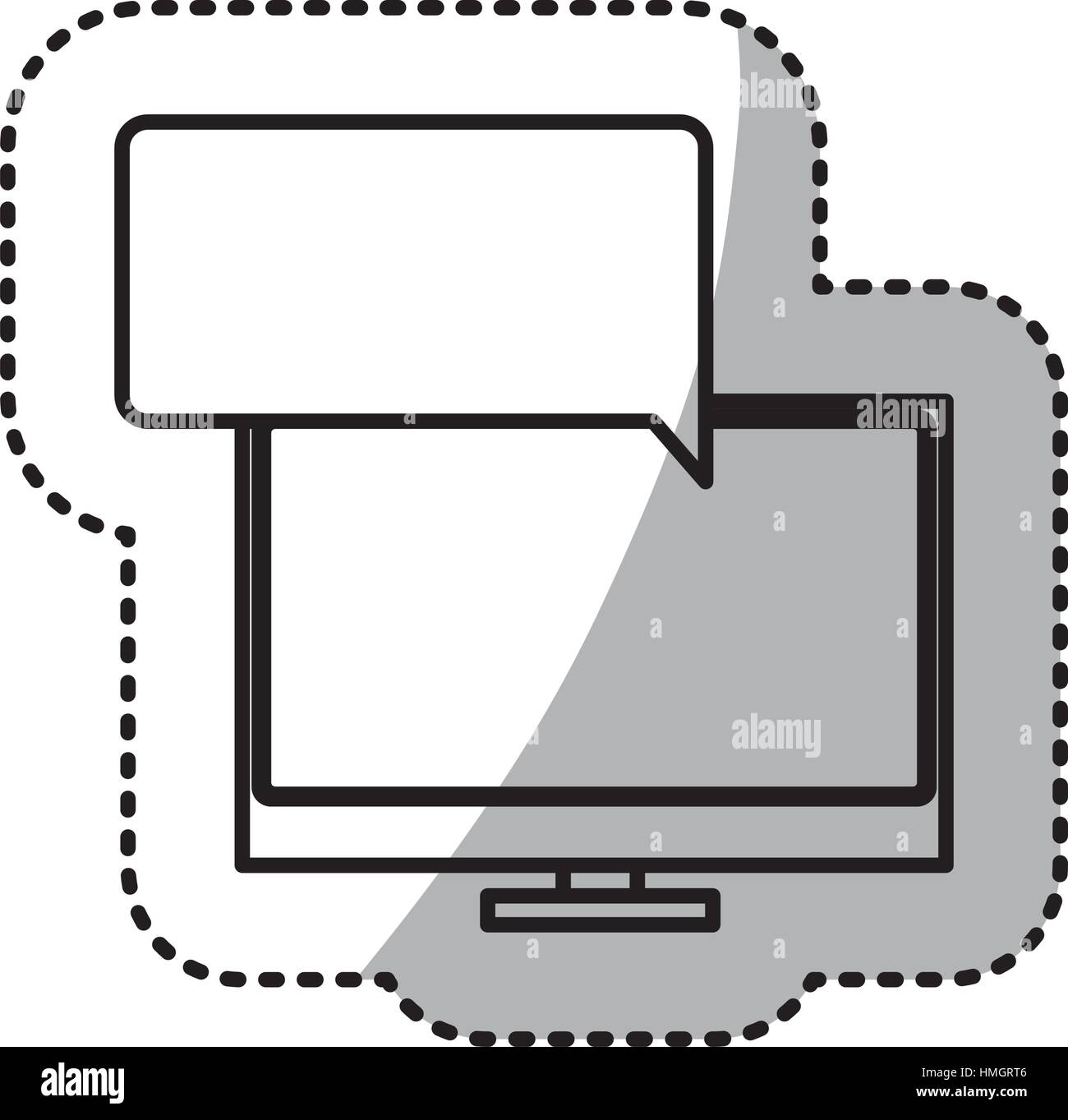 sticker silhouette tech screen computer in wide flat dialogue callout ...