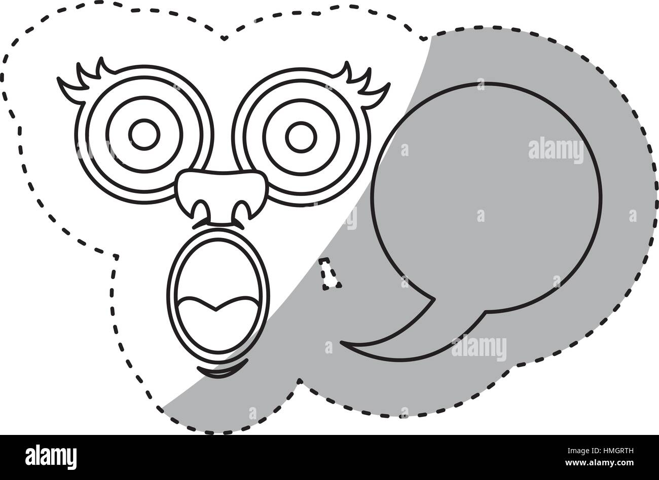 sticker contour face cartoon gesture with dialog circular box vector ...