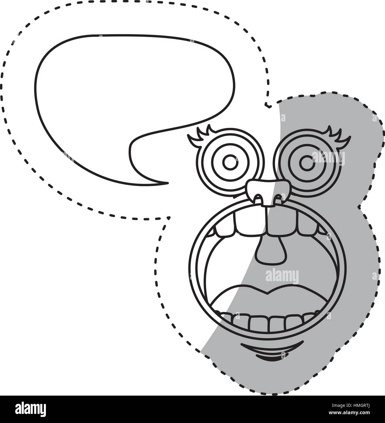 sticker contour face cartoon gesture with dialog irregular box vector ...