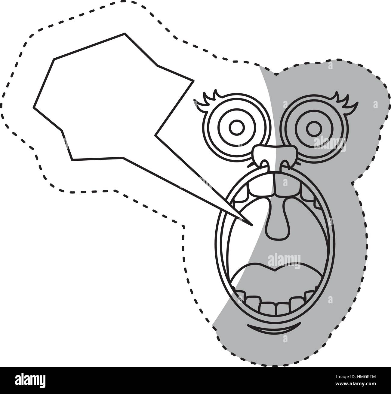 sticker contour face cartoon gesture with dialog abstract box vector ...