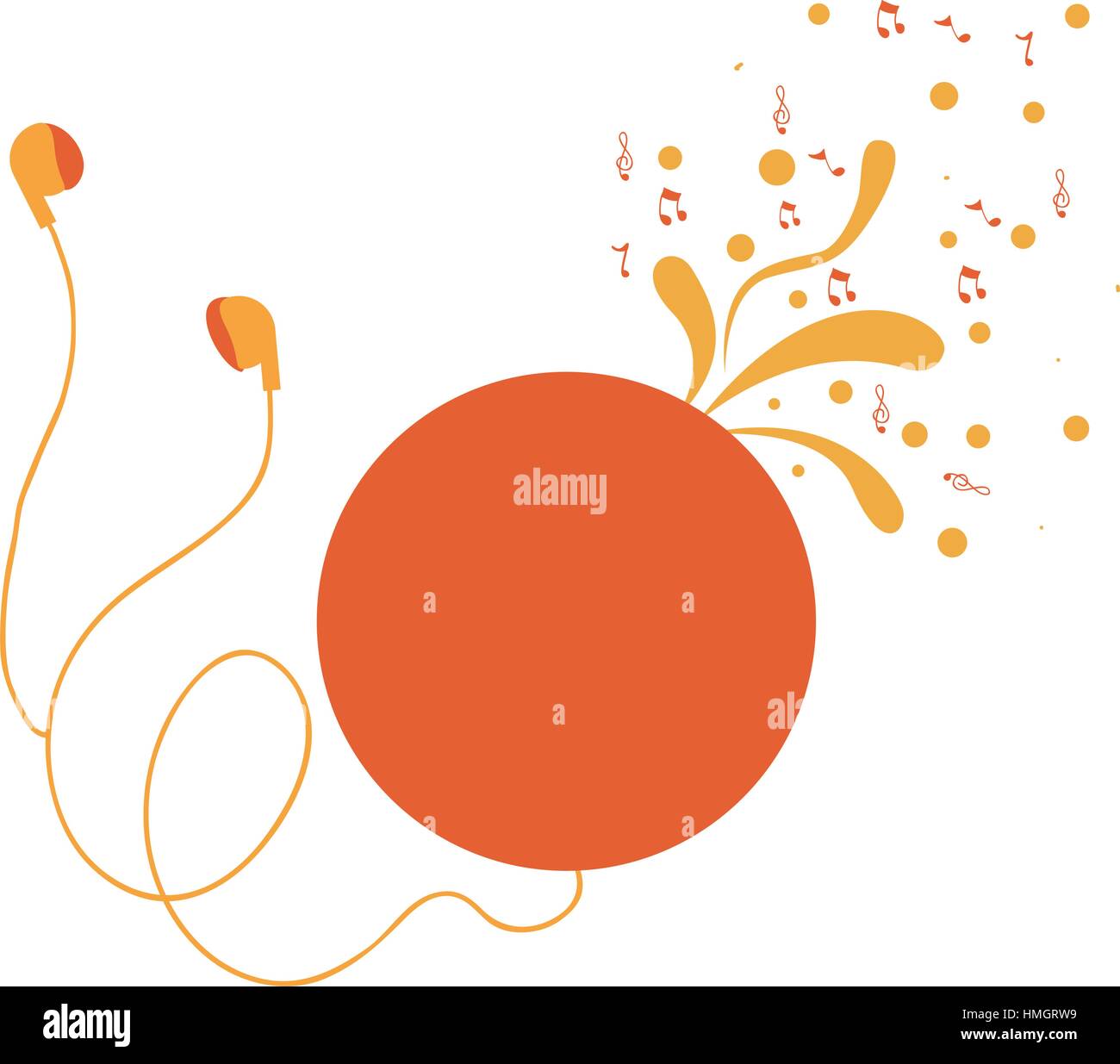 cd player with headphones with swirls and musical notes vector ...