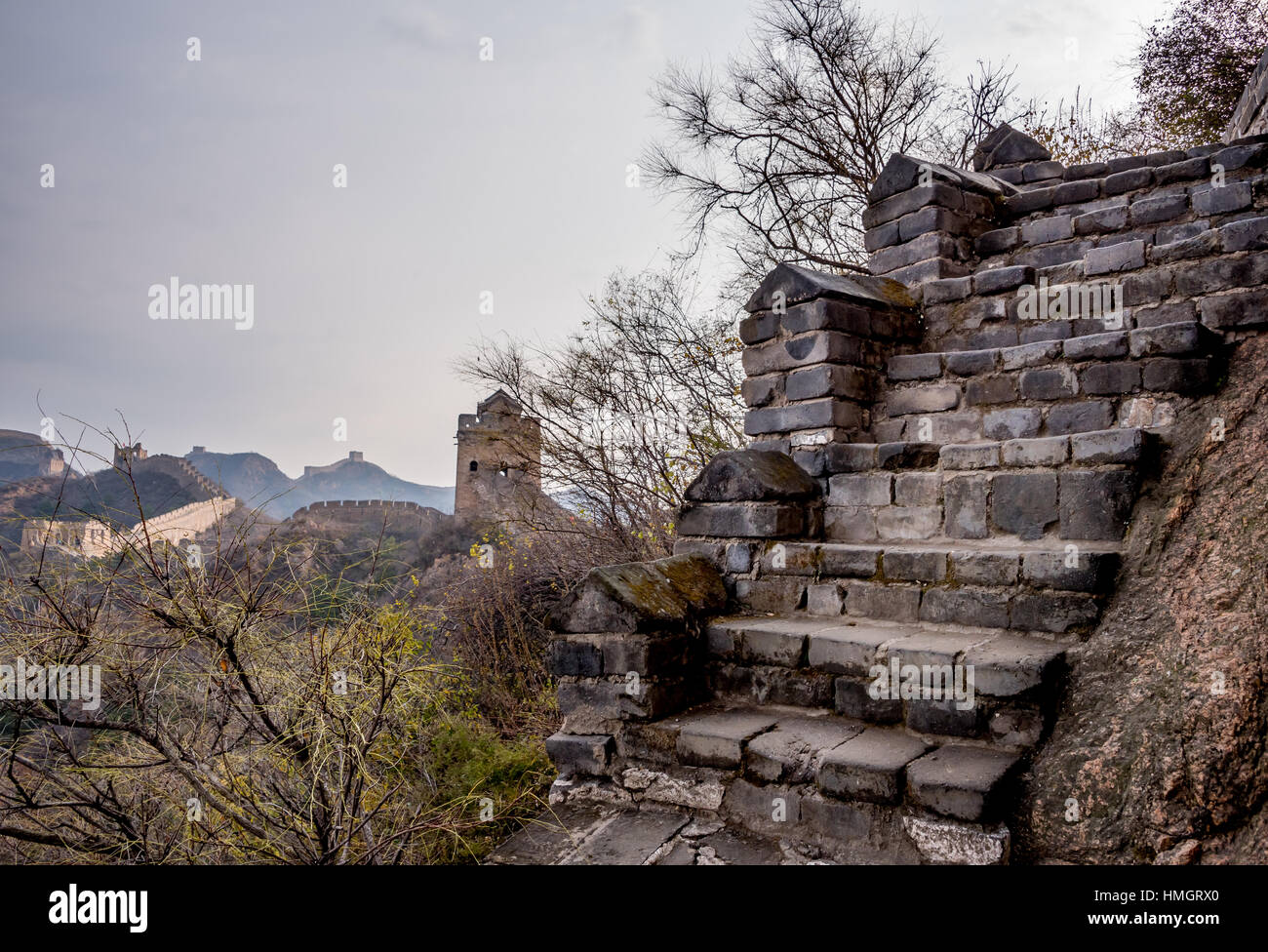Time-worn stair steps at the Great Wall of China, Jinshanling section ...