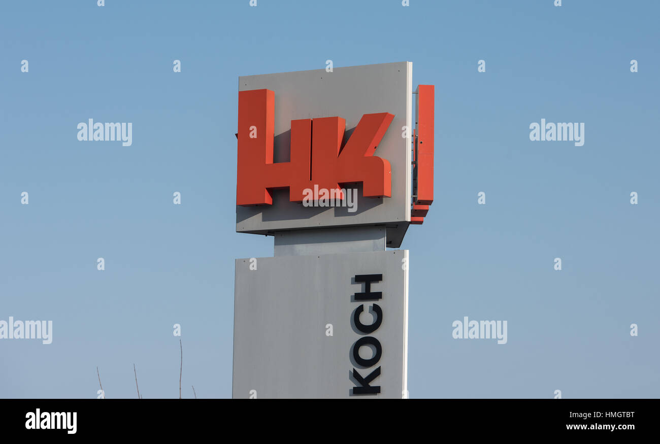 Oberndorf, Germany. 26th Jan, 2017. The logo of the German weapons ...