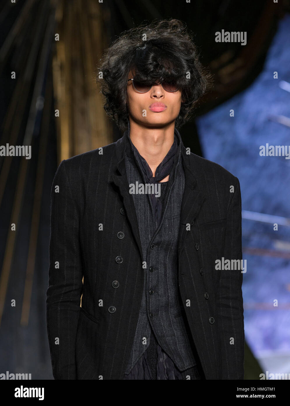New York City, USA. 2nd Feb, 2017. Model walks runway for John Varvatos ...